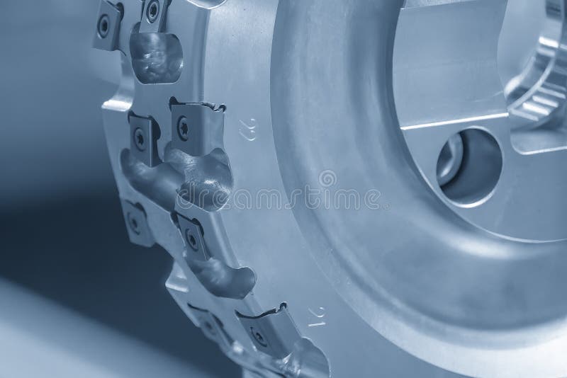Close Up Scene the Face Milling Cutter in the Light Blue Scene Stock ...