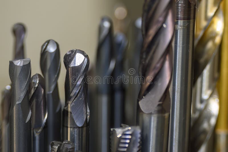 Close-up Scene Group of the Used Coating Solid End Mill Stock Image ...