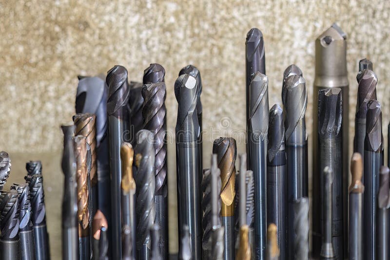 Close-up Scene Group of the Used Coating Solid End Mill Stock Image ...