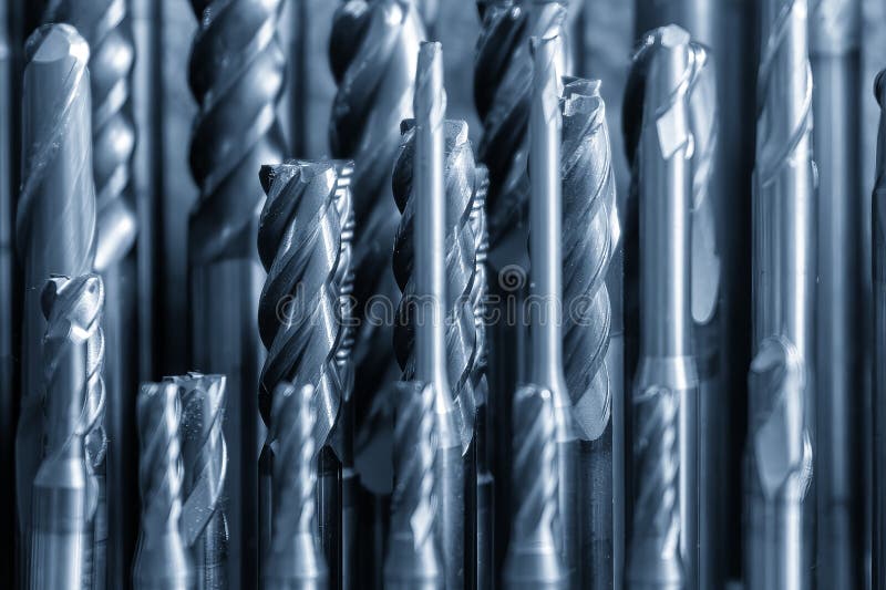 Close-up Scene Group of the Used Flat or Square Solid End Mill Tools ...
