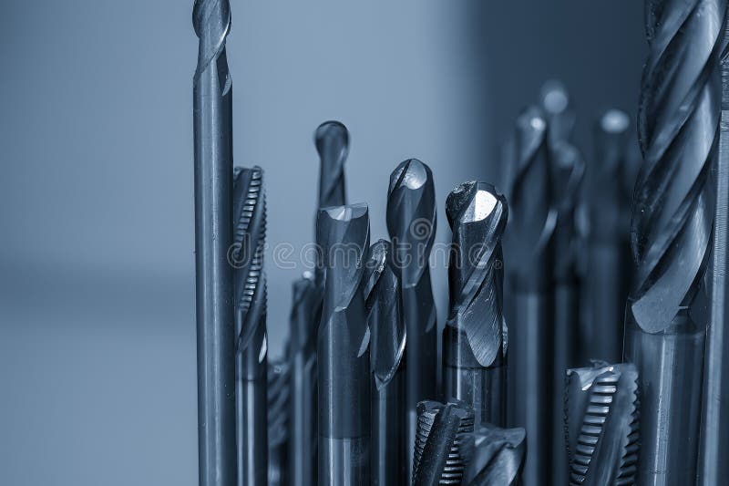 Close-up Scene Group of the Used Solid End Mill in the Light Blue Scene ...