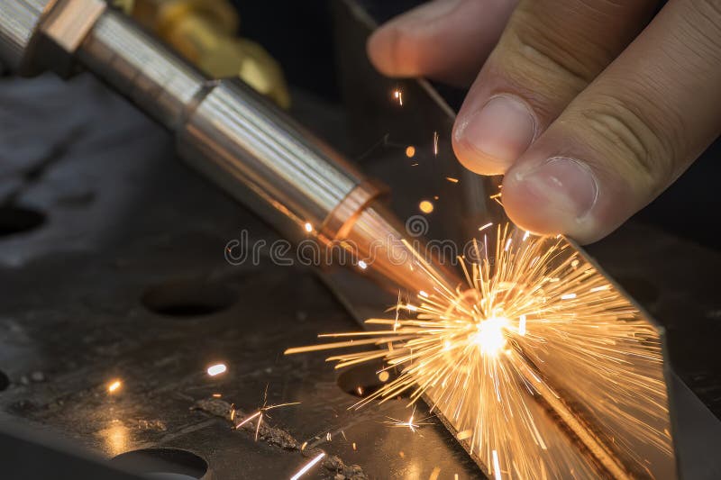Close Up Scene the Laser Welding Process by Hand Held Laser Welding ...