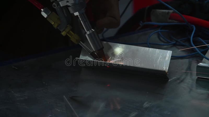 Close Up Scene the Laser Welding Process by Skill Operator Stock Video ...