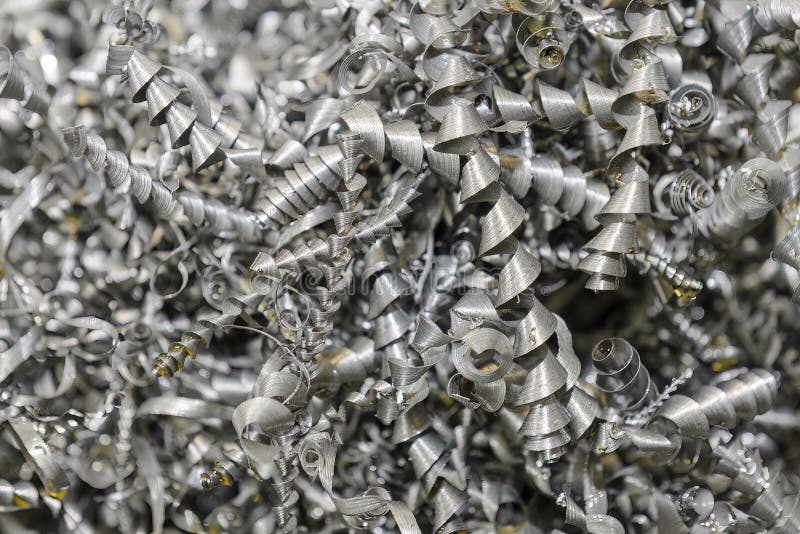 Close-up Scene of the Metal Materials Scrap from Turning Process Stock ...