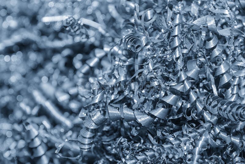 Close-up Scene of the Metal Materials Scrap from Turning Process Stock ...