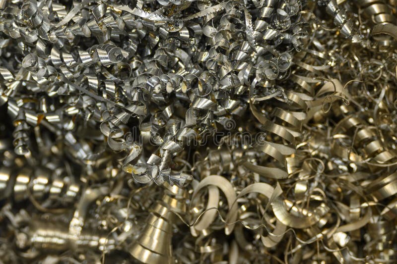 Close-up Scene of the Metal Materials Scrap from Turning Process Stock ...