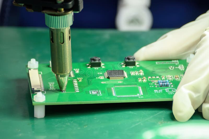 Close Up Scene the PCB Board Checking Process by Operator Stock Image ...