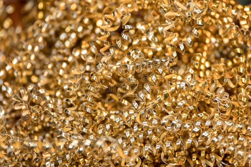 Close Up Scene Scrap Brass Material Pile from Turning Process Stock ...