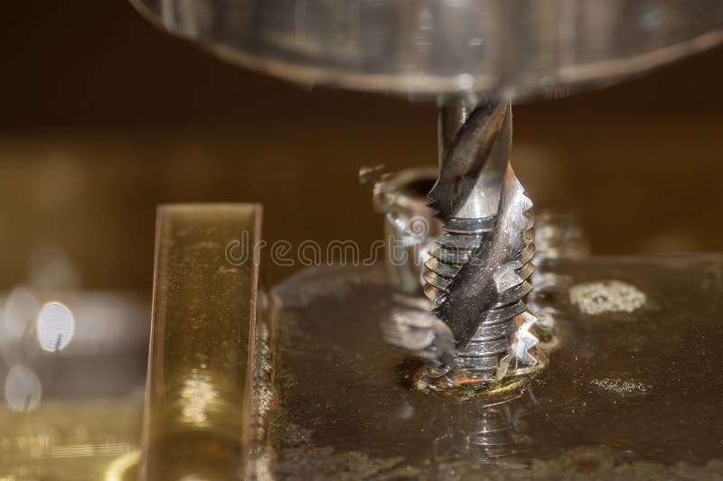 Close Up Scene the Thread Making Process on Metal Plate Stock Photo ...