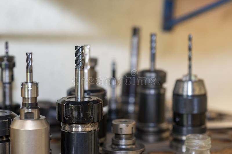 Close-up Scene the Used Solid Carbide Endmill Tools for CNC Milling ...