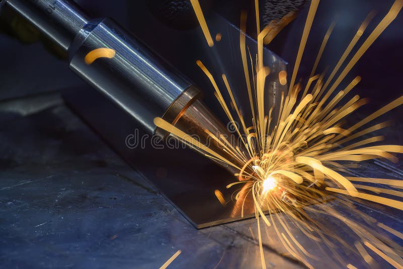 Close Up Scene the Welding Process with the Sparking Light Stock Image ...