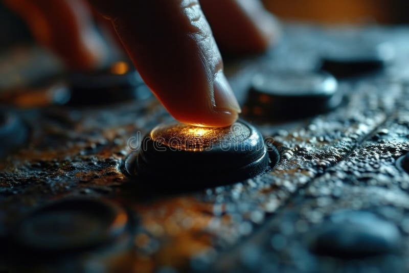 Close-up Scene Where a Robotic Thumb is Delicately Pressing on a Button ...