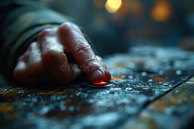 Close-up Scene Where a Robotic Thumb is Delicately Pressing on a Button ...