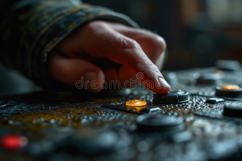 Close-up Scene Where a Thumb is Delicately Pressing on a Button that ...