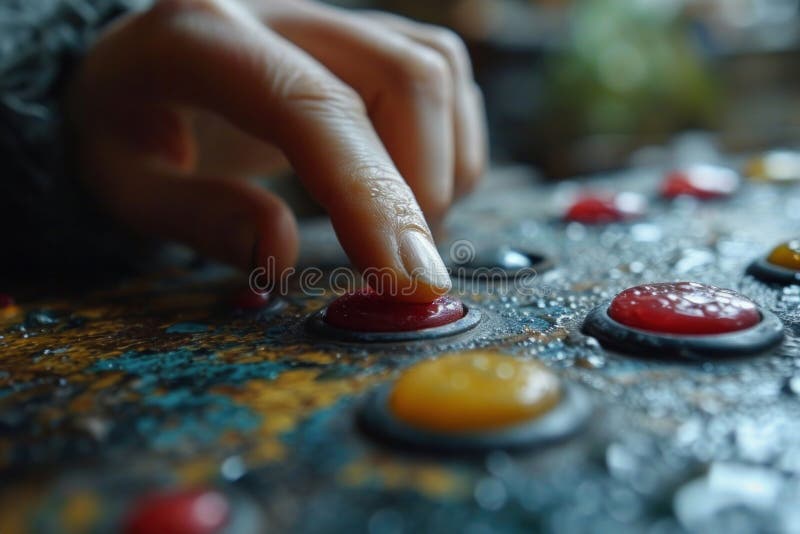 Close-up Scene Where a Thumb is Delicately Pressing on a Button that ...