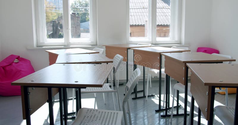 Close Up. School is Closed, Empty Classroom. Move Camera. Stock Video ...