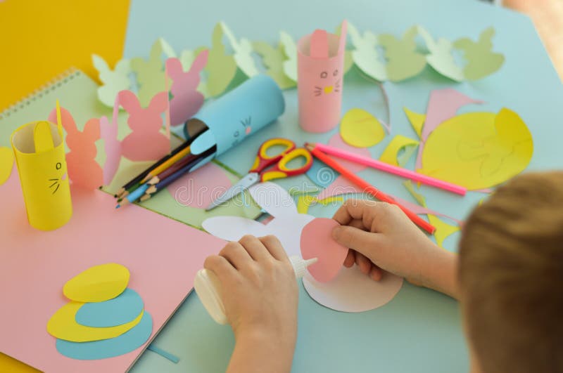 A Close-up of a Schoolboy Who Made an Easter Card in the Form of a ...