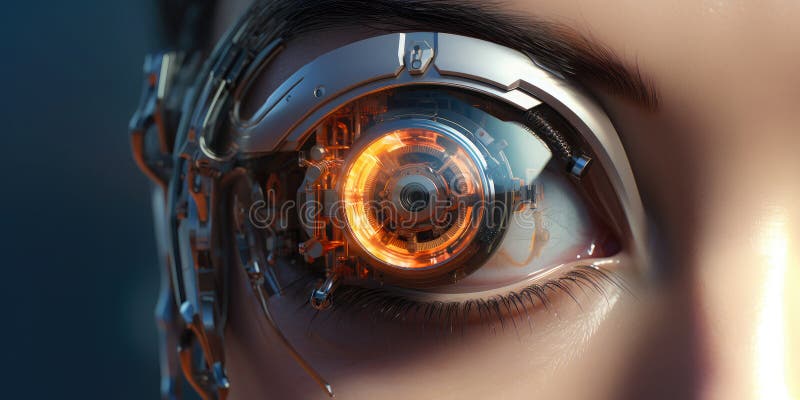 Close Up of a Sci-fi Cyborg Eye. Futuristic Human Eye Technology ...