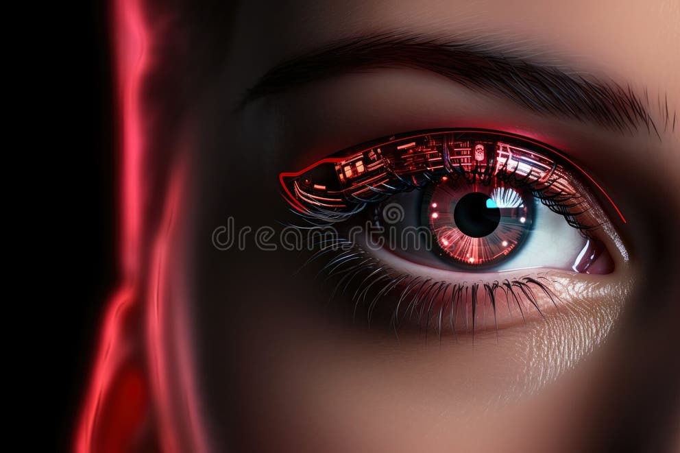 Close Up of a Sci-fi Cyborg Eye. Futuristic Human Eye Technology ...