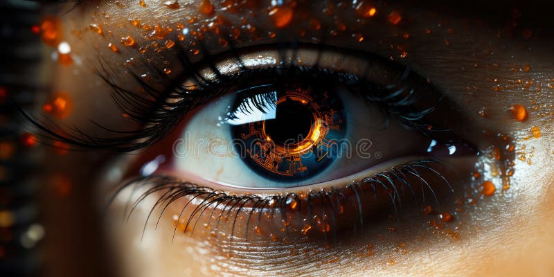 Close Up of a Sci-fi Cyborg Eye. Futuristic Human Eye Technology ...