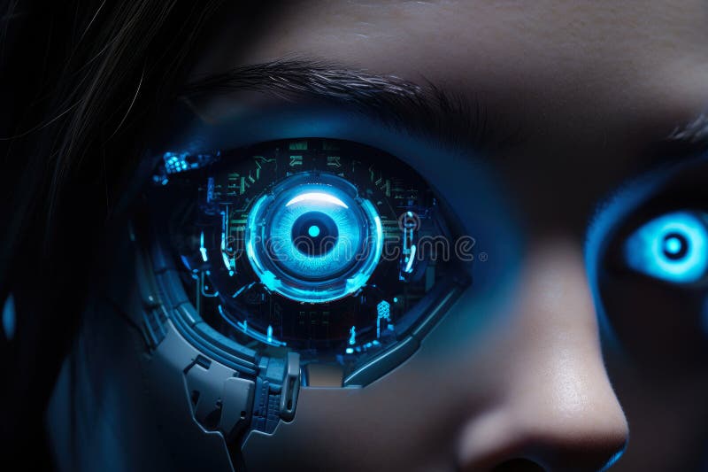 Close Up of a Sci-fi Cyborg Eye. Futuristic Human Eye Technology - Digital Iris Stock ...