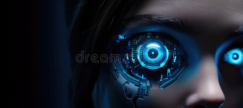 Close Up of a Sci-fi Cyborg Eye. Futuristic Human Eye Technology ...
