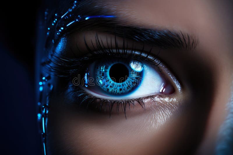 Close Up of a Sci-fi Cyborg Eye. Futuristic Human Eye Technology - Digital Iris Stock ...