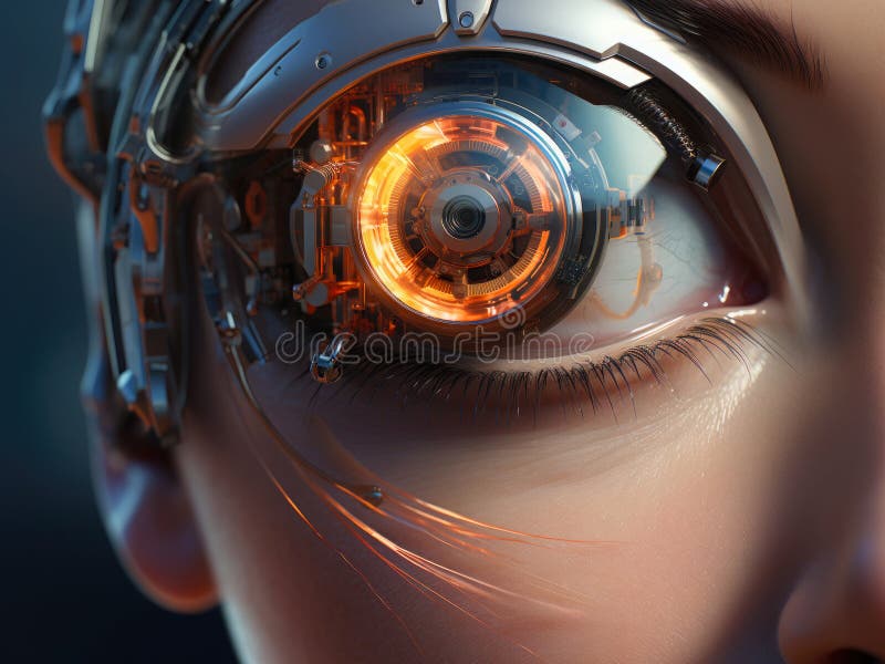 Close Up of a Sci-fi Cyborg Eye. Futuristic Human Eye Technology ...