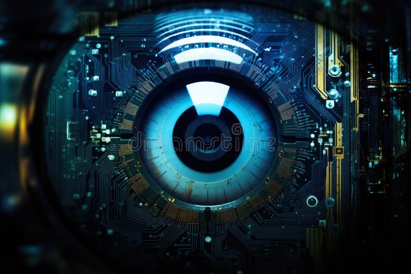 Close Up of a Sci-fi Cyborg Eye. Futuristic Human Eye Technology - Digital Iris Stock ...