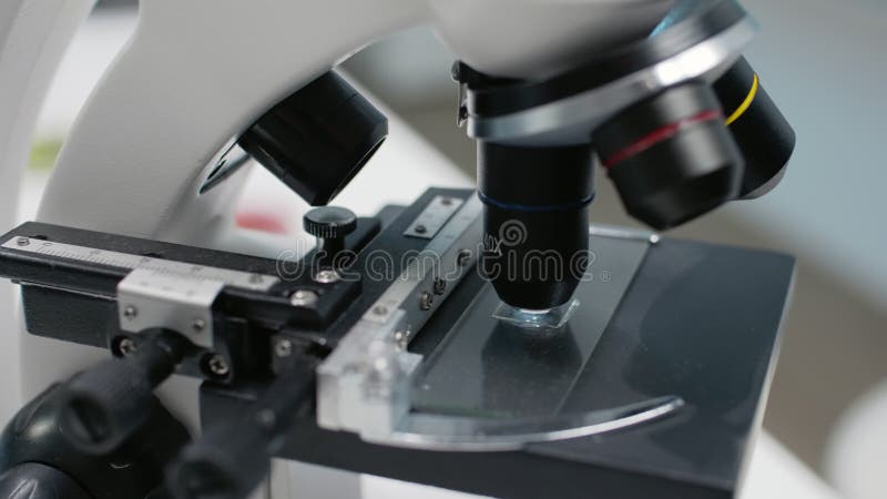 Sample Tray of Scientific Microscope in Laboratory Stock Footage ...