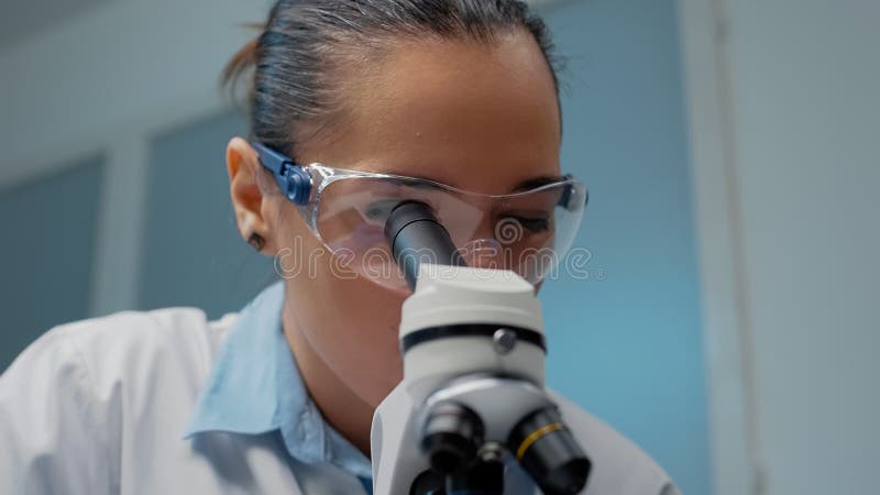 Close Up of Scientist Checking Microscopic Tool Stock Image - Image of ...