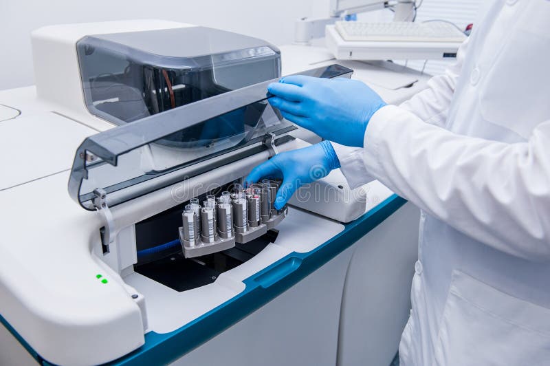 Close Up Scientist Doing Chemical Test in Modern Laboratory. Selective ...