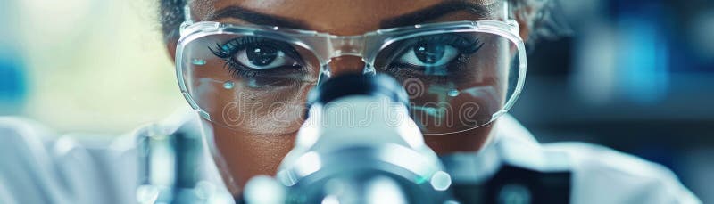 Close-up of a Scientist Examining Samples with a Microscope, Showcasing ...