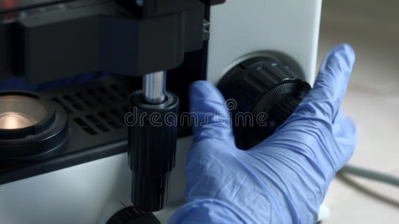 Close-up of Scientist Hands Tuning Microscope Stock Footage - Video of ...