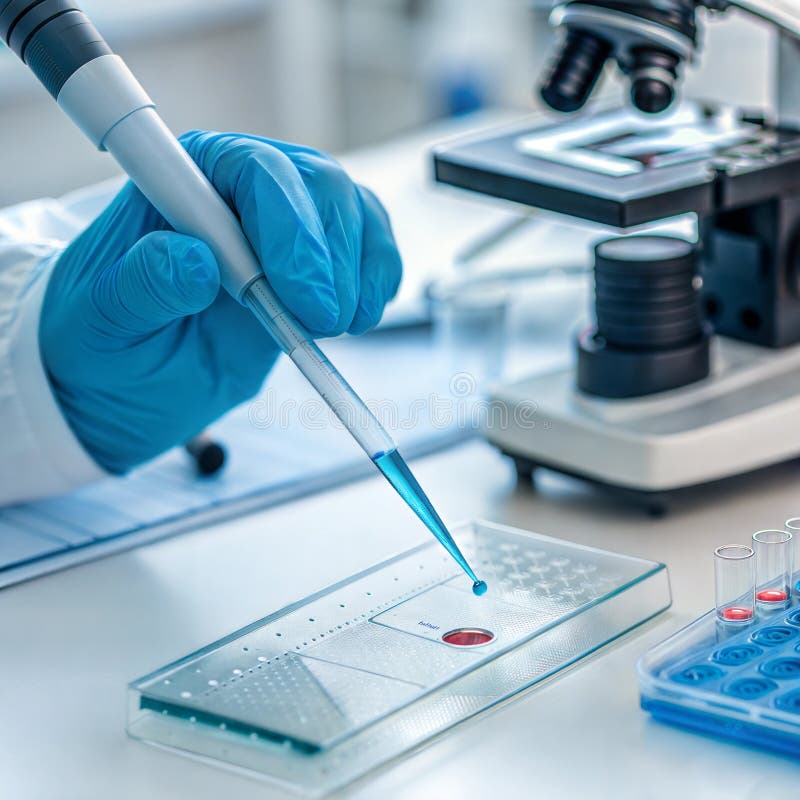 Scientist Using Micropipette in a Laboratory Setting Stock Illustration ...