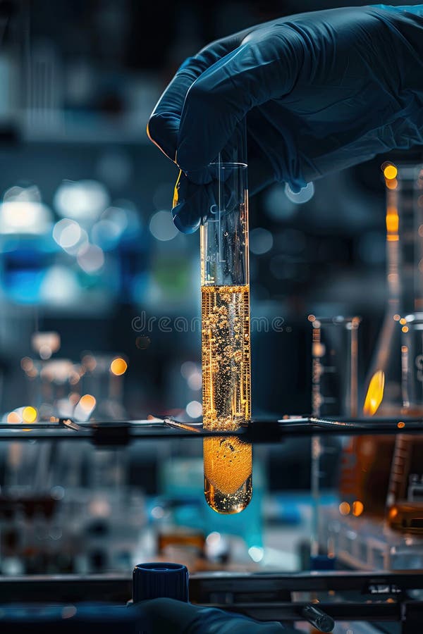 Close-up of a Scientist& X27;s Gloved Hand Holding a Test Tube Stock ...