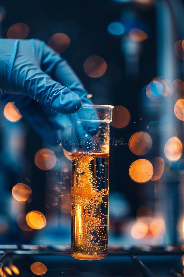 Close-up of a Scientist S Gloved Hand Holding a Test Tube Stock Photo ...