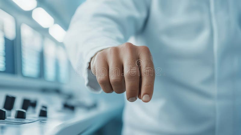 Close-up of a Scientist S Hand Interacting with a Touch Screen in a ...