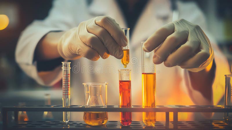 Close-up of a Scientist S Hands Pouring Liquid from a Test Tube into ...