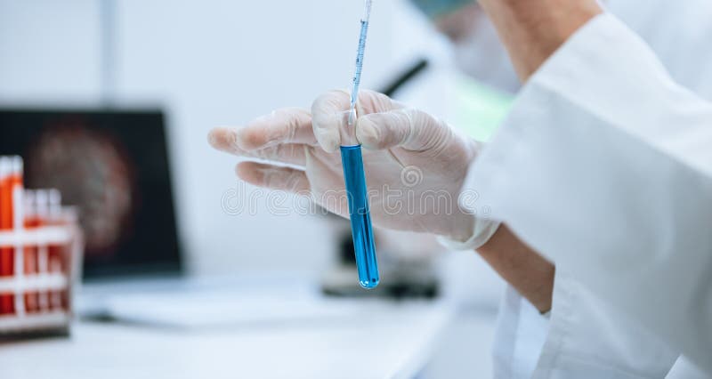 Close Up. Scientist Testing Test Tubes with Samples Stock Photo - Image ...