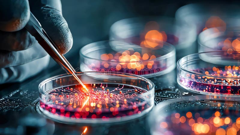 Close-up of a Scientist Using a Precision Tool To Interact with a ...