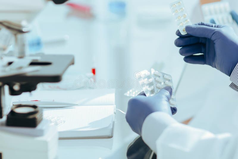 Close Up. Scientists are Testing a New Drug Stock Image - Image of ...
