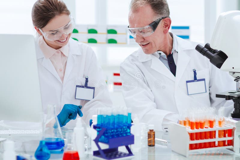Close Up. Scientists Work in the Laboratory for Blood Research Stock ...