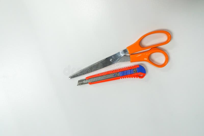 Scissors and Cutter for Cutting Work Stock Image - Image of open ...