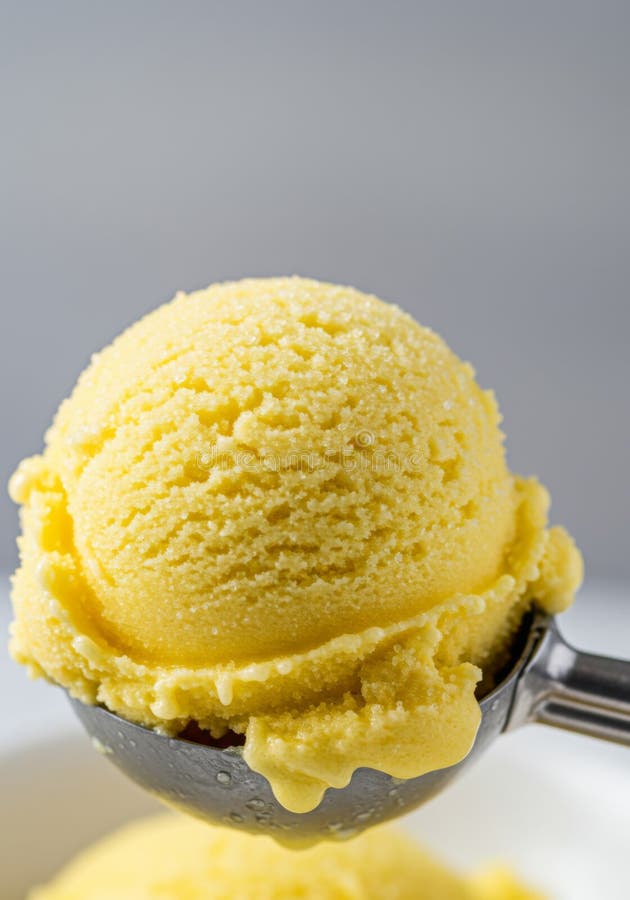 Close Up of a Scoop of Creamy Yellow Ice Cream Stock Illustration ...