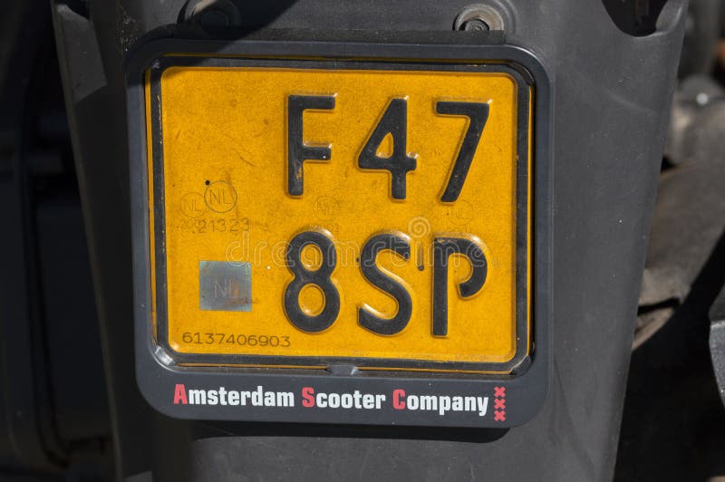 Close Up Scooter License Plate Number at Amsterdam the Netherlands 30-5 ...