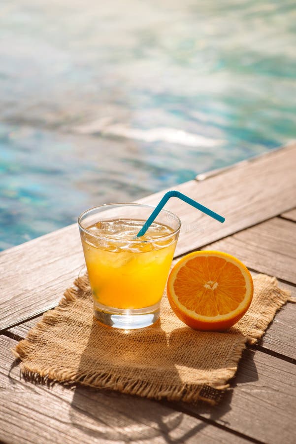 Close Up Of Screwdriver Cocktail Alcohol Drink With Orange Juice Stock Image Image Of Blue