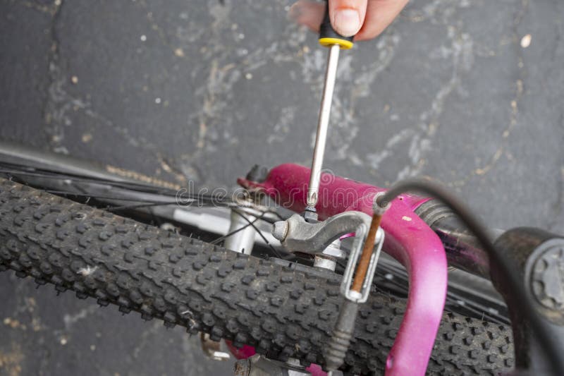 A Close-up of Screwdriver Tool To Adjust and Repair Bicycle Crank ...