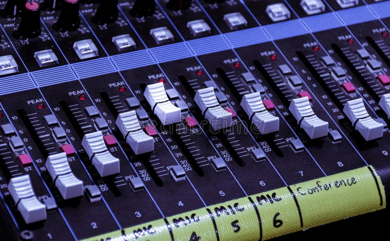 Close Up Scroll Bar Button Control Sound Board Mixer Stock Photo ...
