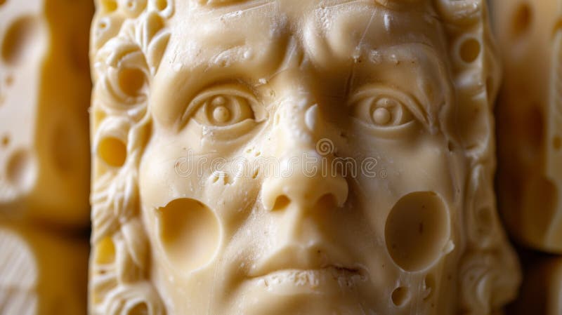 A Close Up of a Sculpture Made Out of Cheese with Eyes, AI Stock Image ...